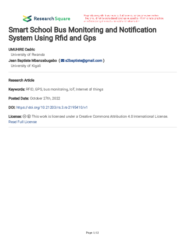 (PDF) Smart School Bus Monitoring and Notification System Using Rfid ...