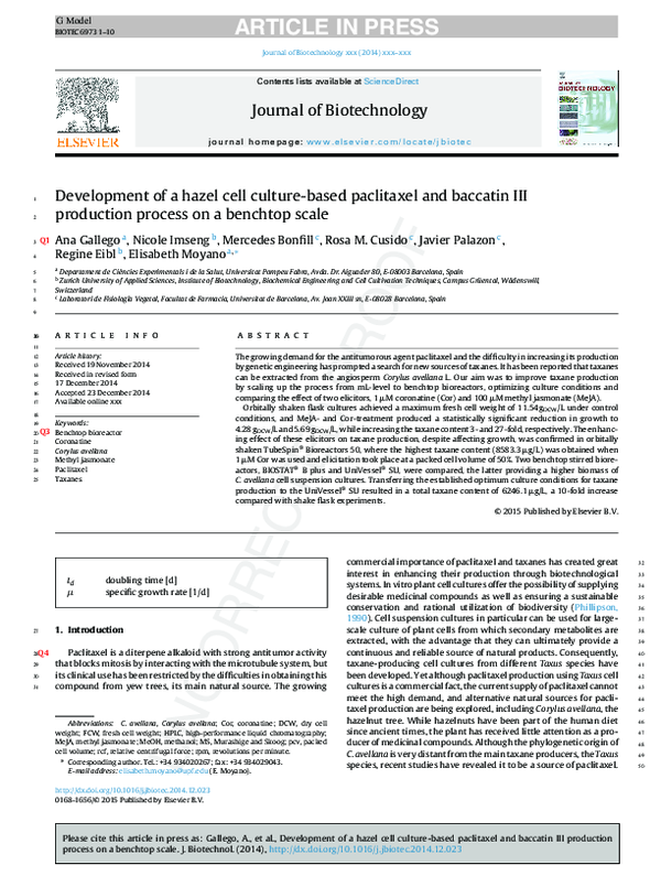 (PDF) Development of a hazel cell culture-based paclitaxel and baccatin ...