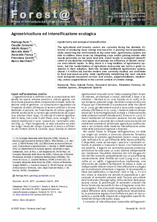 (PDF) Agroforestry and ecological intensification