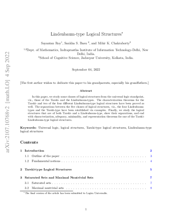 (PDF) Lindenbaum-Type Logical Structures