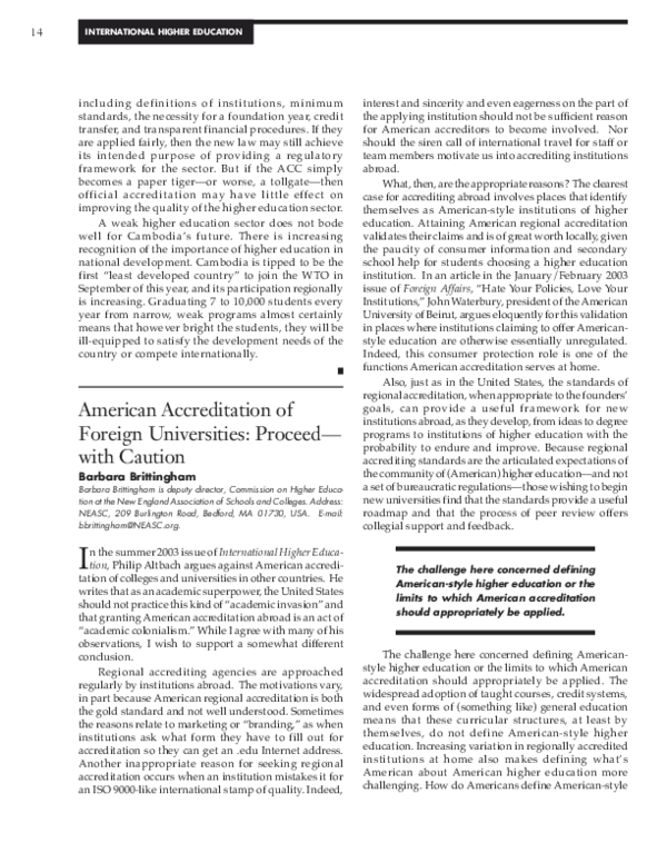 (PDF) American Accreditation of Foreign Universities: Proceed with ...
