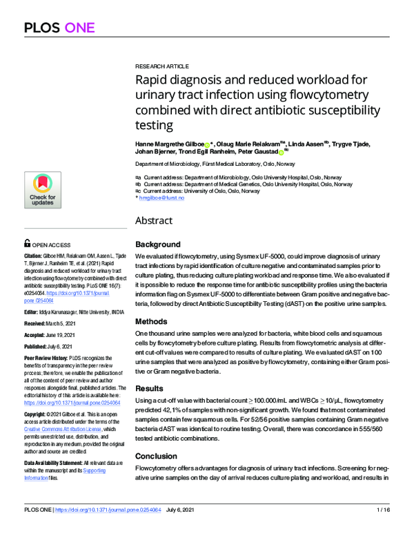 (PDF) Rapid diagnosis and reduced workload for urinary tract infection ...