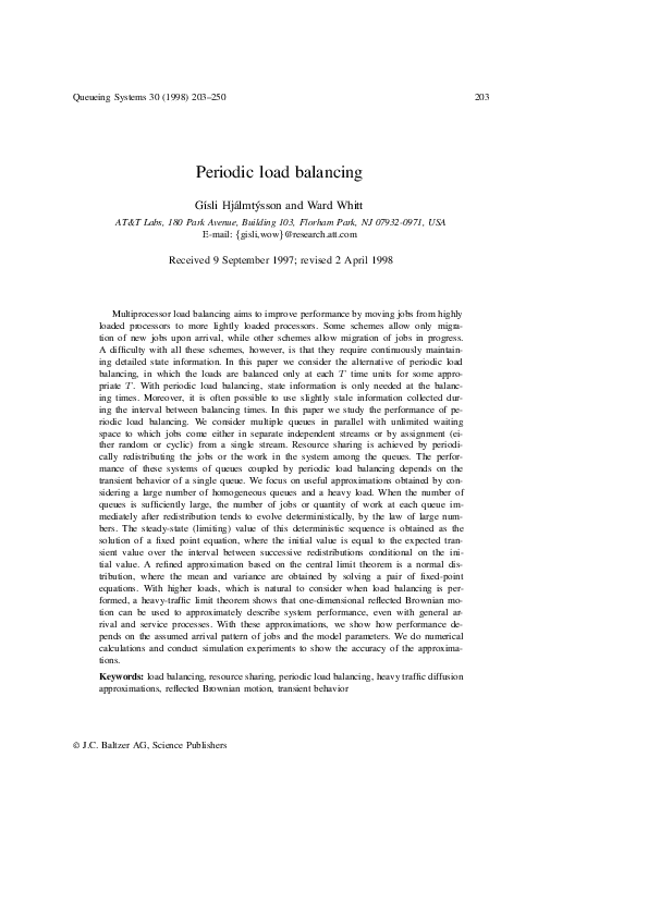 (PDF) Periodic load balancing