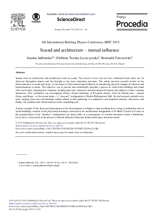 (PDF) Sound and Architecture – Mutual Influence