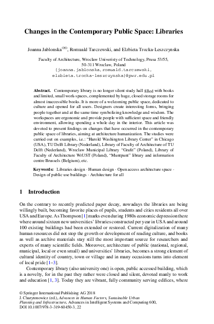(PDF) Changes in the Contemporary Public Space: Libraries