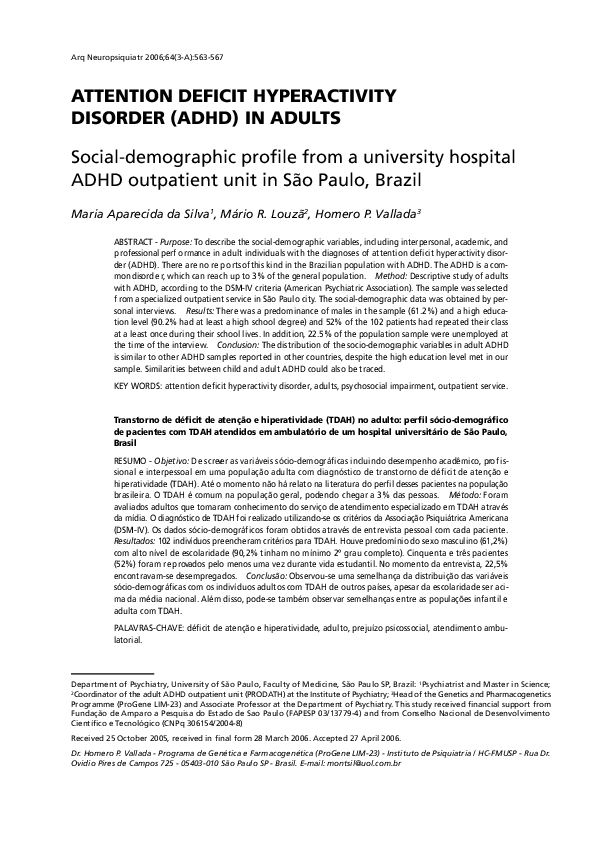 (PDF) Attention deficit hyperactivity disorder (ADHD) in adults: social ...