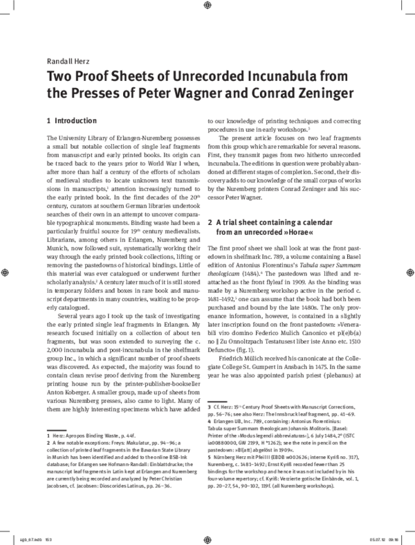 (PDF) Two Proof Sheets of Unrecorded Incunabula from the Presses of ...