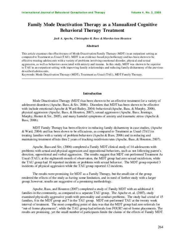(PDF) Family mode deactivation therapy as a manualized cognitive behavioral therapy treatment