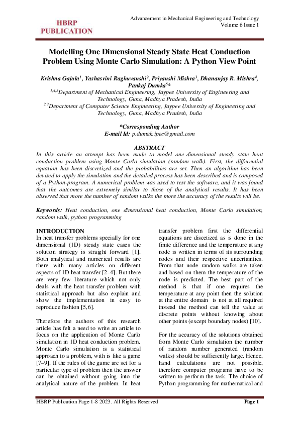 (PDF) Modelling One Dimensional Steady State Heat Conduction Problem ...