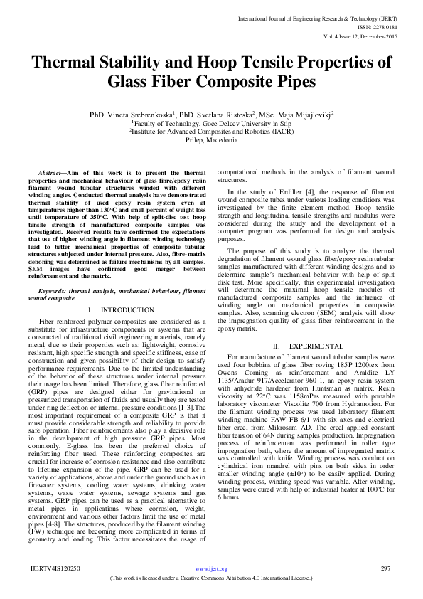 (PDF) Thermal Stability and Hoop Tensile Properties of Glass Fiber ...