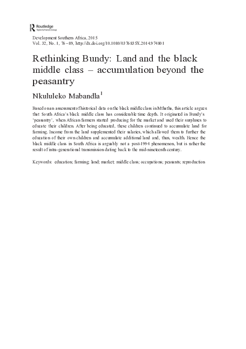 (PDF) Rethinking Bundy: Land and the black middle class – accumulation ...