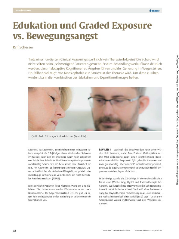 (PDF) Edukation und Graded Exposure vs. Bewegungsangst