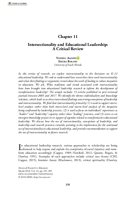 (PDF) Intersectionality and Educational Leadership: A Critical Review
