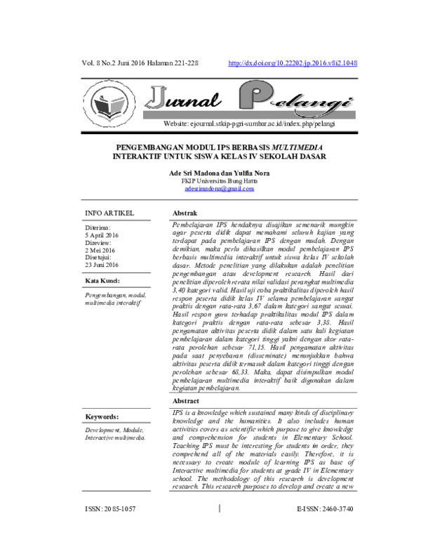 (PDF) Pengembangan Modul Ips Berbasis Multimedia Interaktif Untuk Siswa Kelas IV Sekolah Dasar