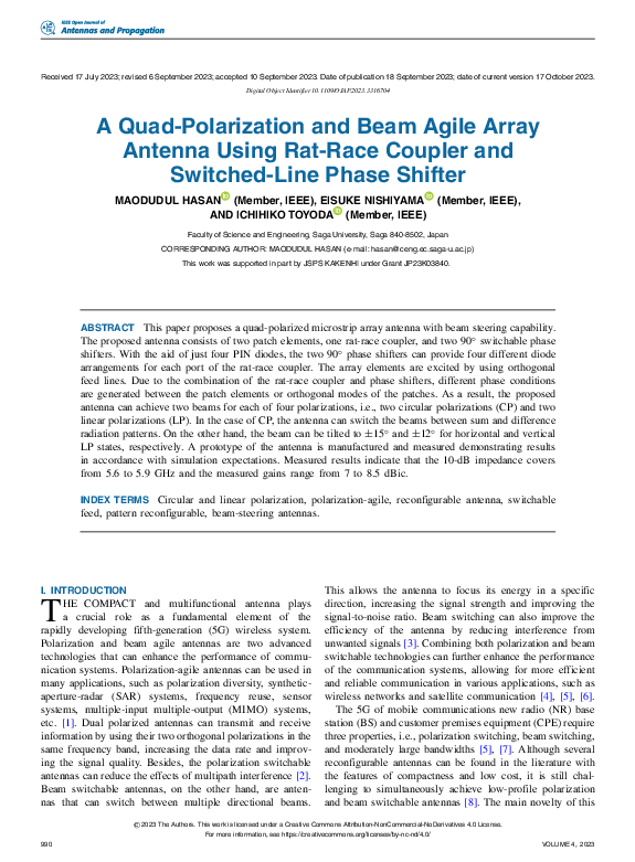 (PDF) A Quad-Polarization and Beam Agile Array Antenna Using Rat-Race Coupler and Switched-Line ...