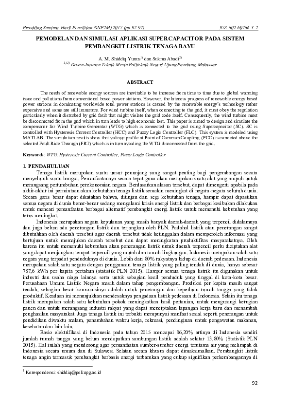 (PDF) Pemodelan Dan Simulasi Aplikasi Supercapacitor Pada Sistem ...