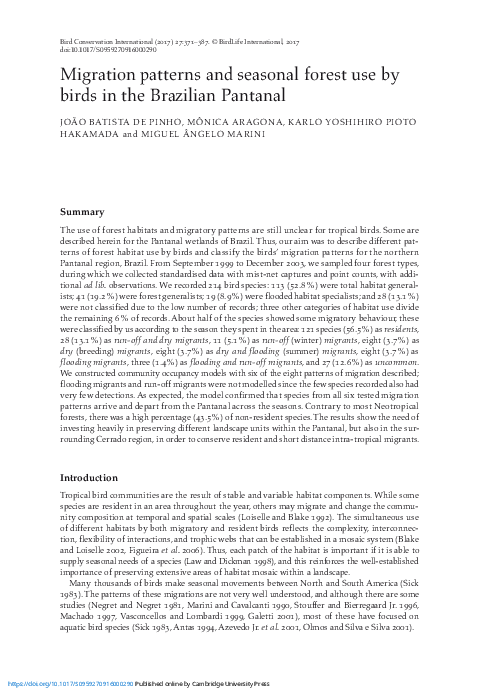 (PDF) Migration patterns and seasonal forest use by birds in the ...
