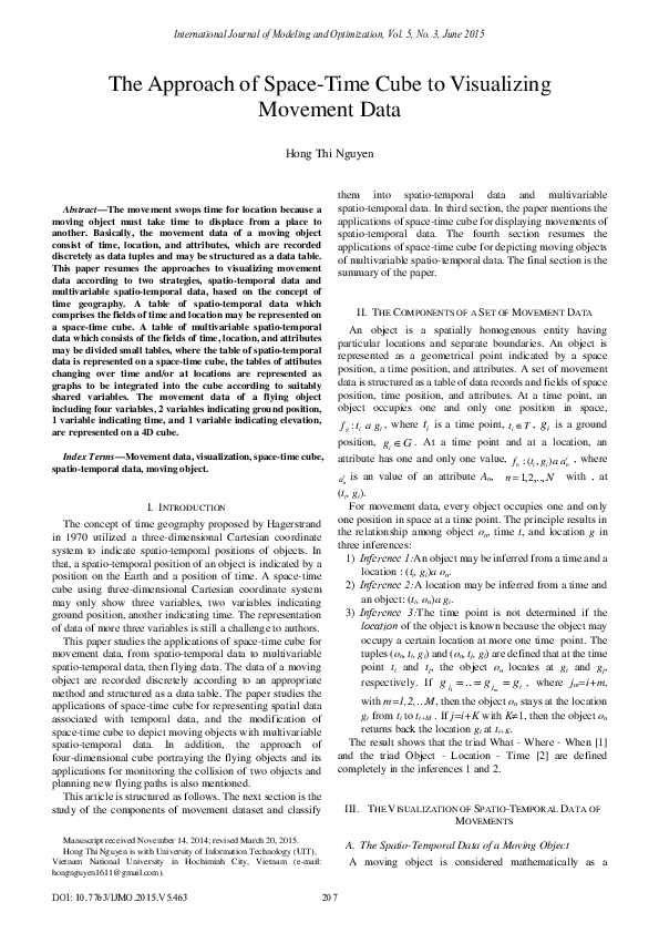 (PDF) The Approach of Space-Time Cube to Visualizing Movement Data