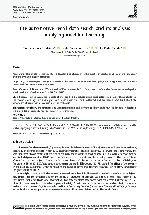 (PDF) The automotive recall data search and its analysis applying ...