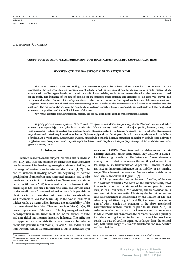 (PDF) Continuous Cooling Transformation (CCT) Diagram for the AISI H13 ...