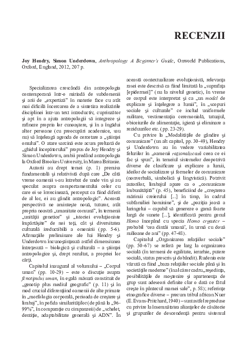 (PDF) Joy Hendry, Simon Underdown, Anthropology. A Beginner's Guide ...