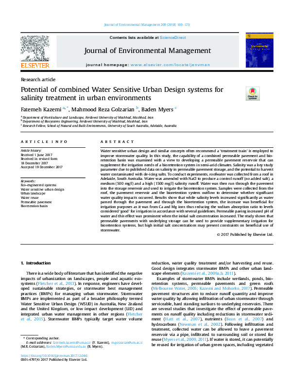 (PDF) Potential of combined Water Sensitive Urban Design systems for ...