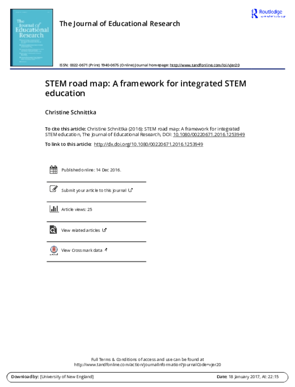 (PDF) STEM road map: A framework for integrated STEM education