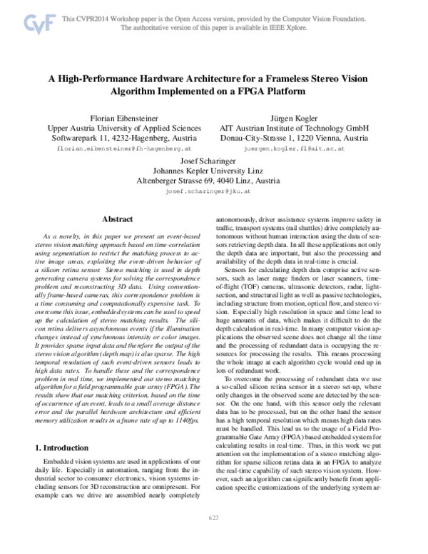 (PDF) A High-Performance Hardware Architecture for a Frameless Stereo ...