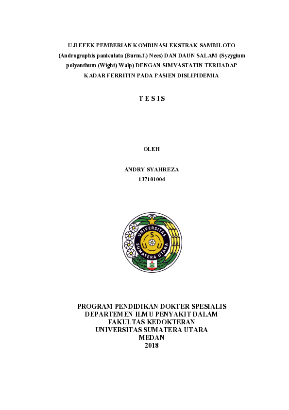 (PDF) Uji Efek Pemberian Kombinasi Ekstrak Sambiloto (Andrographis ...