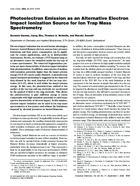 (PDF) Photoelectron Emission as an Alternative Electron Impact ...