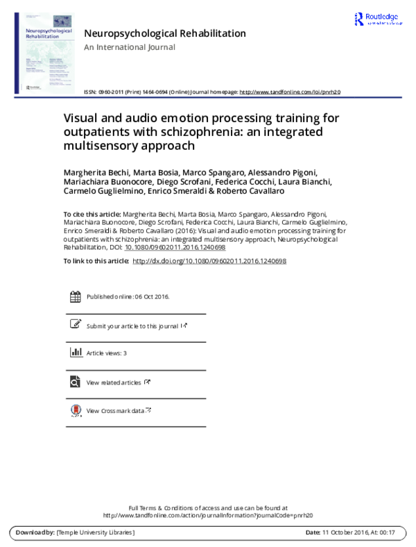 (PDF) Visual and audio emotion processing training for outpatients with schizophrenia: an ...