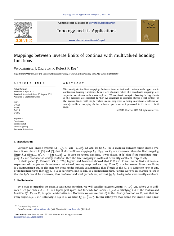 (PDF) Mappings between inverse limits of continua with multivalued ...