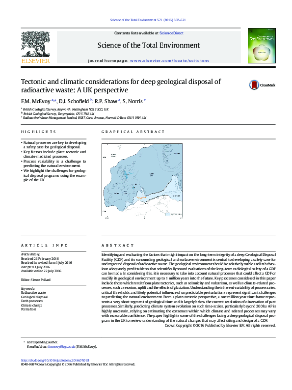 (PDF) Tectonic and climatic considerations for deep geological disposal ...