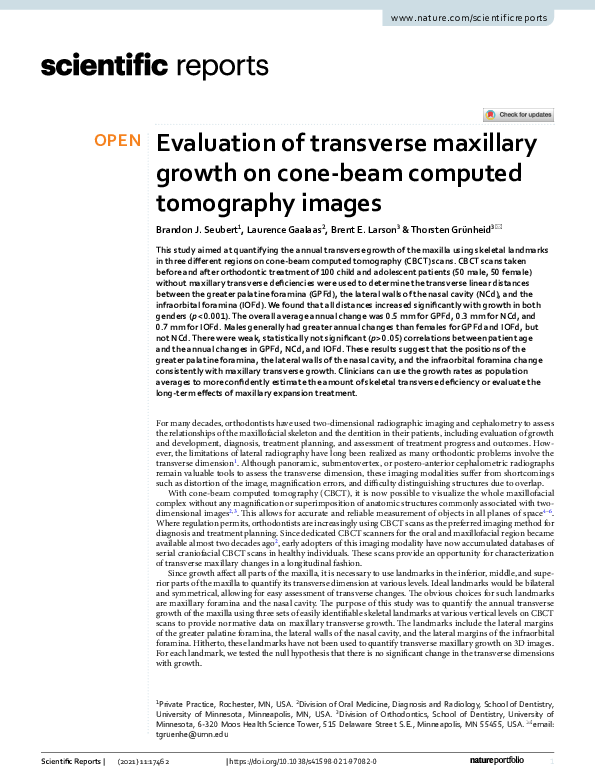 (PDF) Evaluation of transverse maxillary growth on cone-beam computed ...