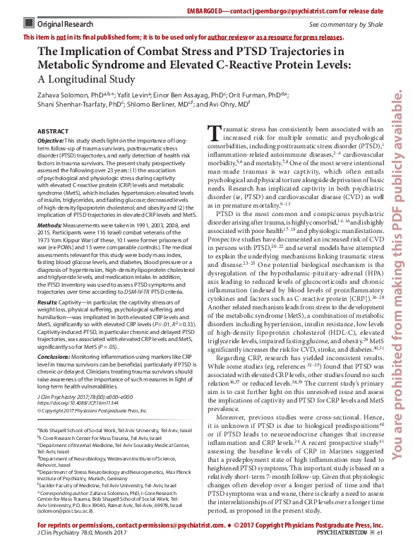 (PDF) The Implication of Combat Stress and PTSD Trajectories in ...