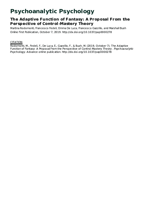 (PDF) The adaptive function of fantasy: A proposal from the perspective ...
