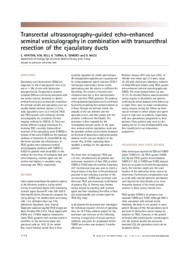 (PDF) Transrectal ultrasonography-guided echo-enhanced seminal ...