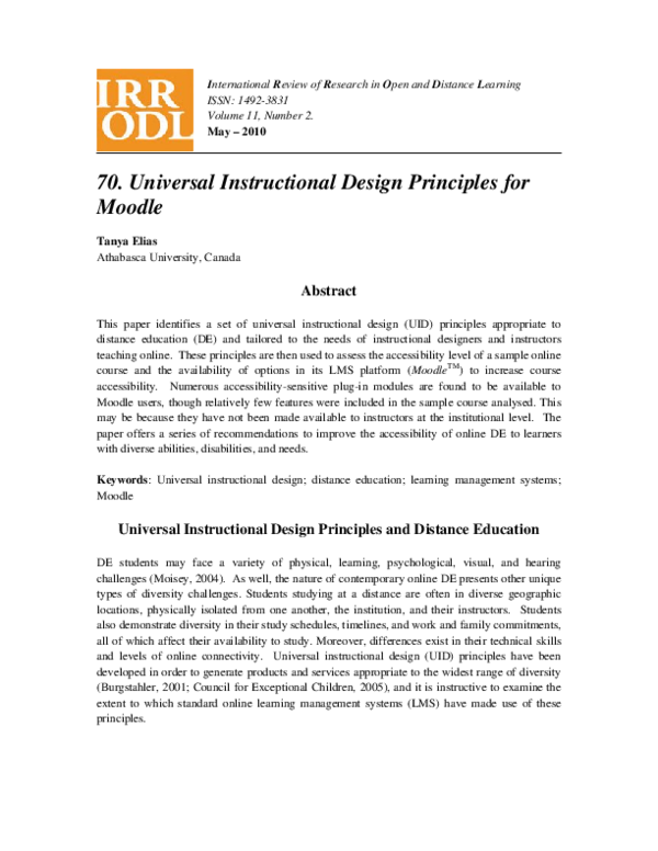 (PDF) Universal instructional design principles for Moodle