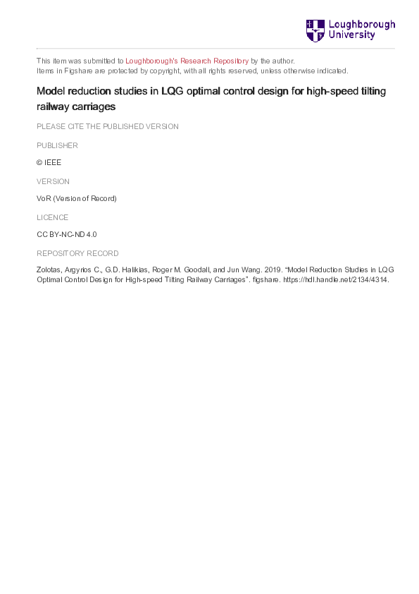 (PDF) Model reduction studies in LQG optimal control design for high-speed tilting railway ...