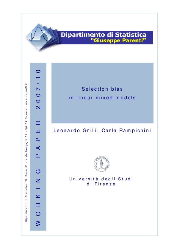 (PDF) Selection bias in linear mixed models | Leonardo Grilli ...
