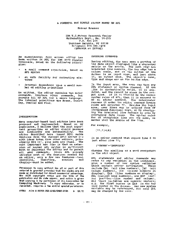 (PDF) A powerful but simple editor based on APL