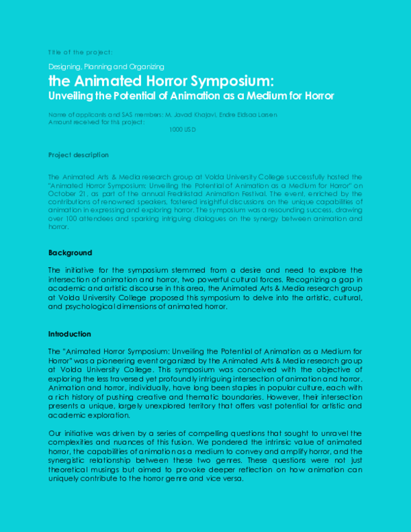 (PDF) Designing, Planning and Organizing the Animated Horror Symposium ...