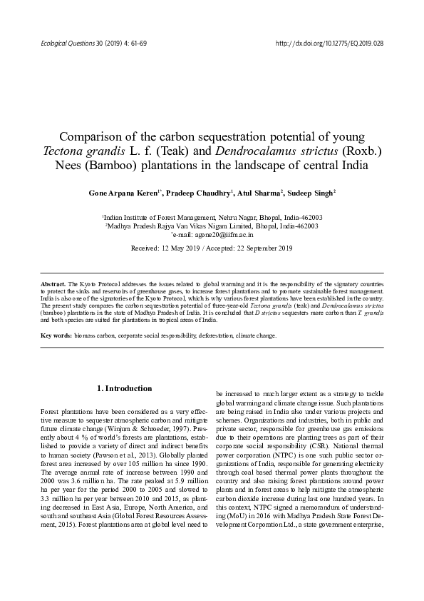 (PDF) Comparison of the carbon sequestration potential of young Tectona ...