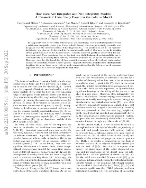 (PDF) How close are integrable and nonintegrable models: A parametric ...
