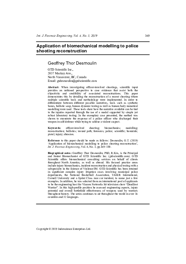 (PDF) Application of biomechanical modelling to police shooting ...