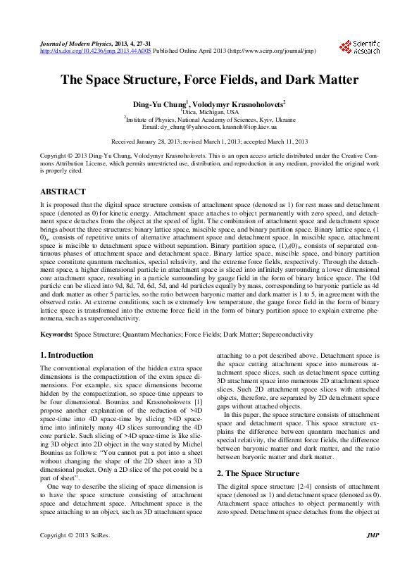 (PDF) The Space Structure, Force Fields, and Dark Matter