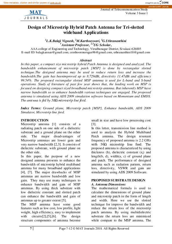 (PDF) Design of Microstrip Hybrid Patch Antenna for Tri-slotted ...