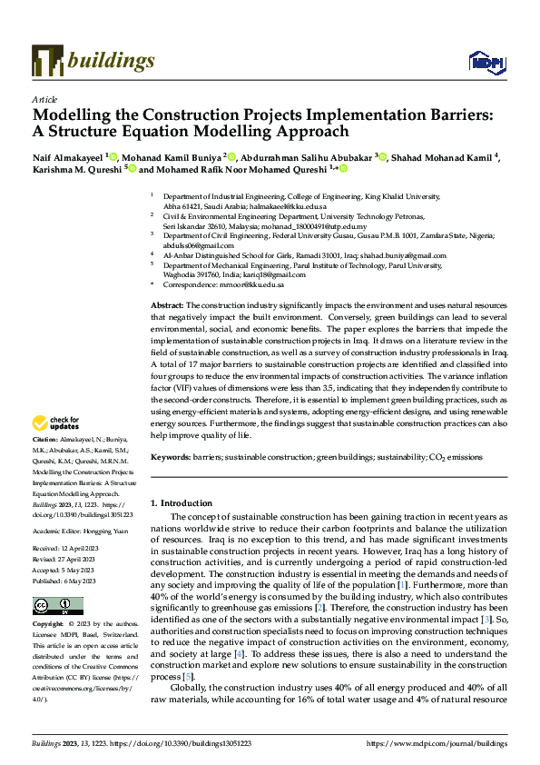 (PDF) Modelling the Construction Projects Implementation Barriers: A Structure Equation ...