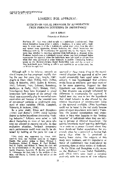 (PDF) Looking for approval: Effects on visual behavior of approbation ...