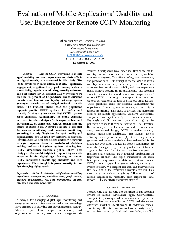 (DOC) Evaluation of Mobile Applications' Usability and User Experience for Remote CCTV Monitoring